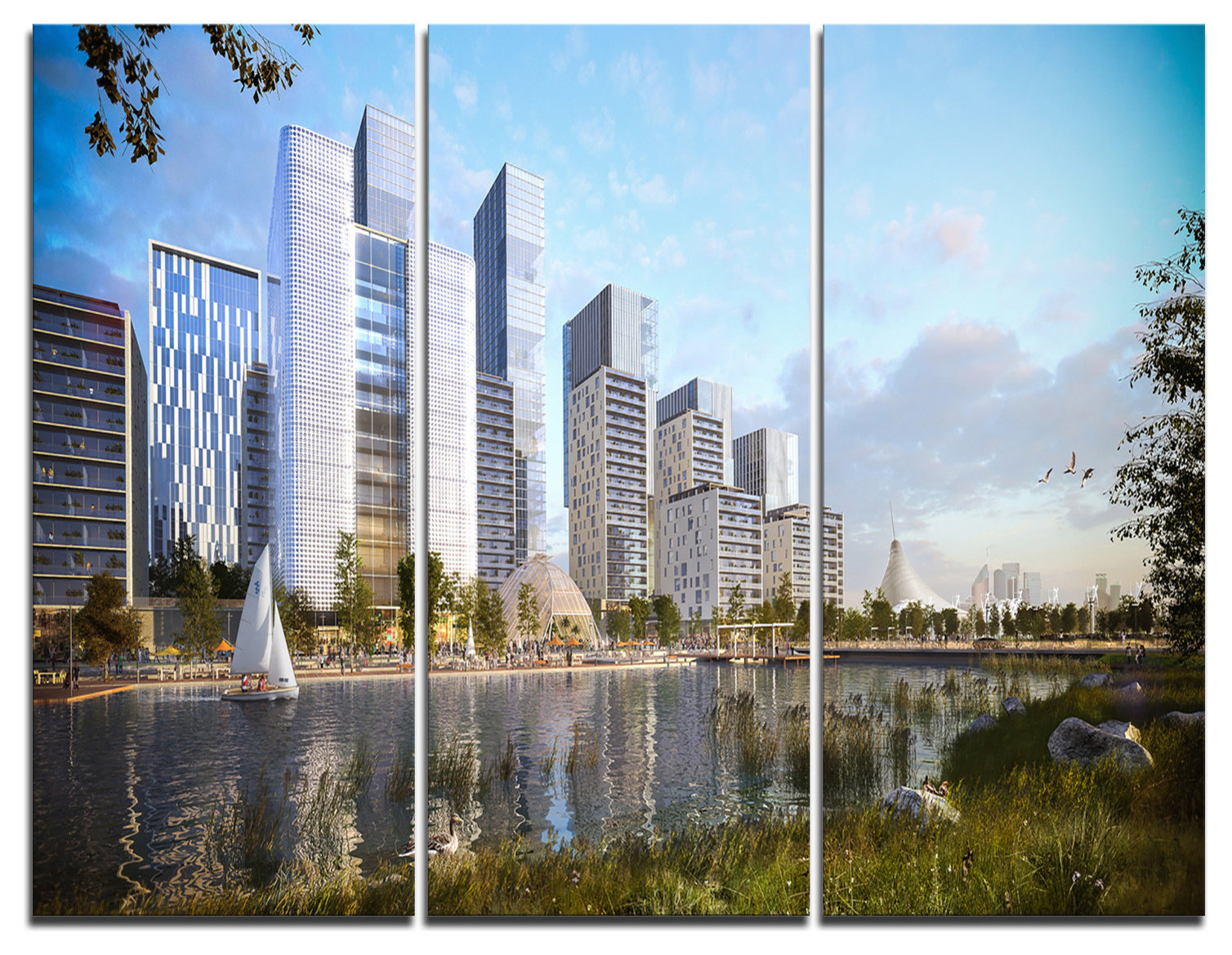 "Residential Complex" Photography Canvas Art Print, 3 Panels, 36"x28 ...