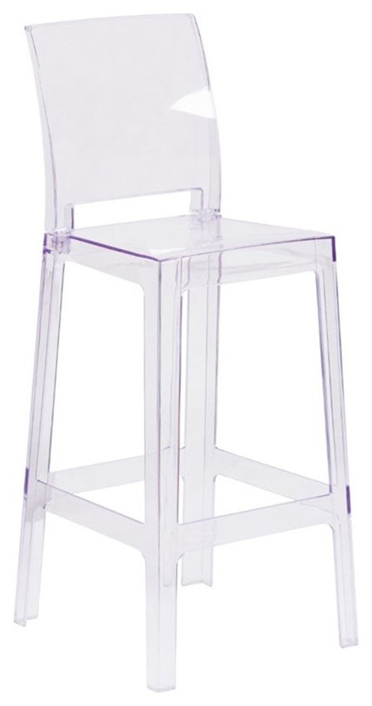 Flash Furniture 25" Square Back Ghost Counter Stool in Transparent ...