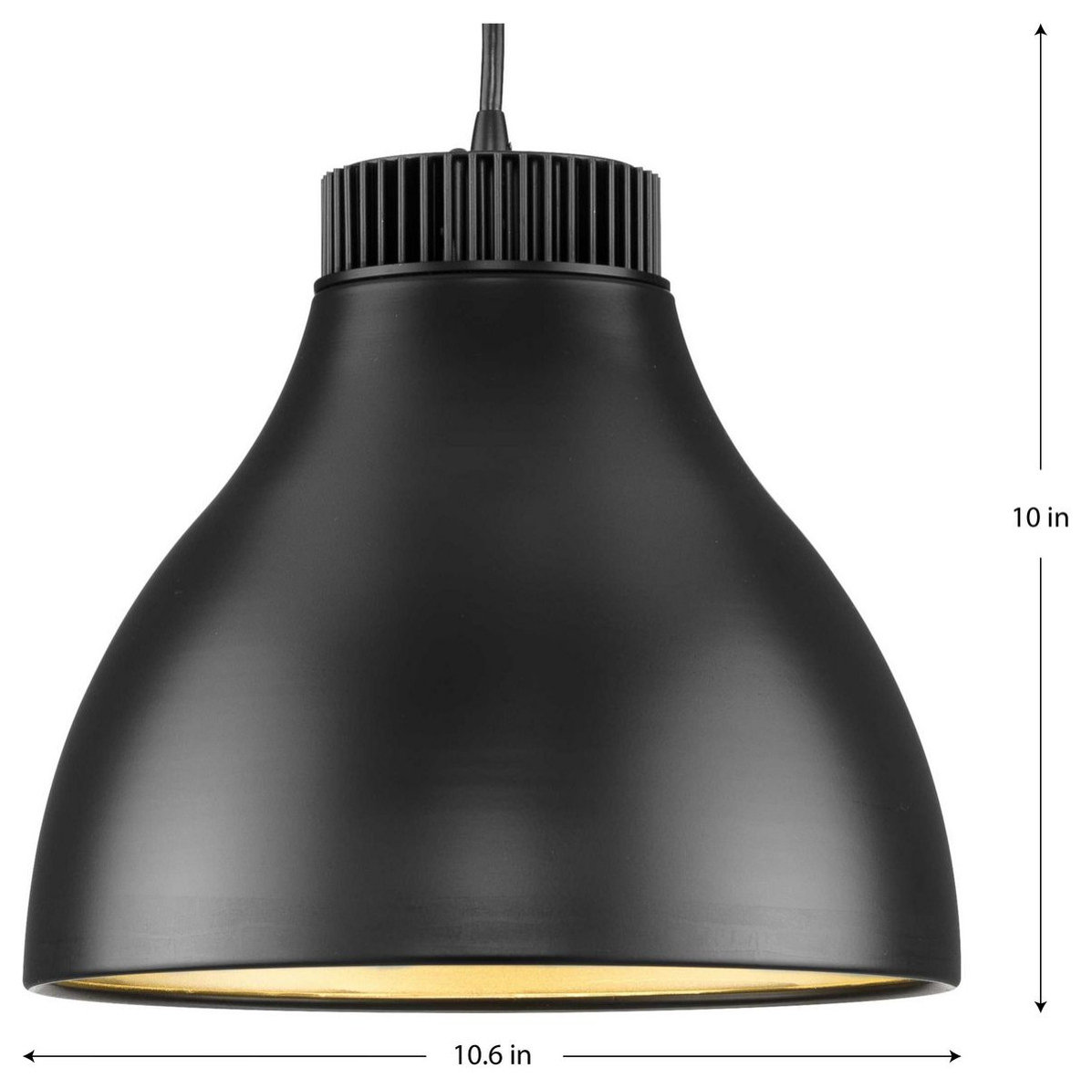 Radian LED Collection 10.6" 1-Light Matte Black Satin Gold LED Pendant ...