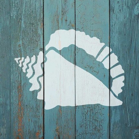 Conch Shell Nautical Stencil, Reusable Stencils For DIY Wall Design ...