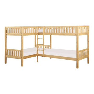 Lexicon Contemporary Wood and MDF Board Corner Bunk Bed in Natural Pine ...
