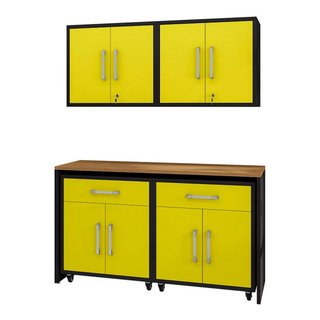 Eiffel 5-Piece Garage Set, Matte Black and Yellow - Garage And Tool ...