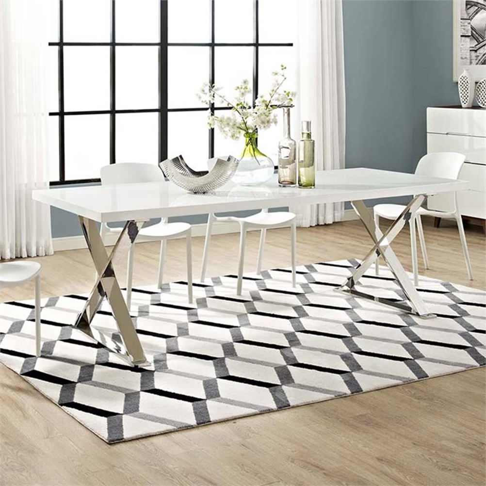 Modway Sector 87" Wood & Stainless Steel Cross Base Dining Table in ...