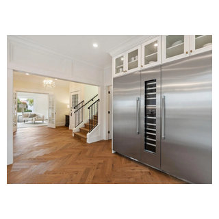 Omega kitchen Anson white painted door Stainless Steel appliances gold ...