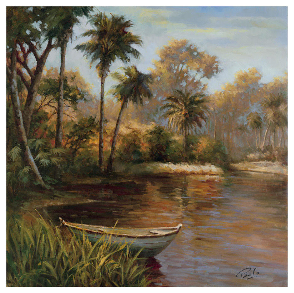 "Secluded Cove" Paper Art, 20"x20" - Tropical - Prints And Posters - by ...