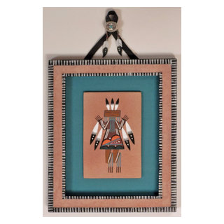 Navajo sand painting in custom hand painted frame with matching Hopi ...