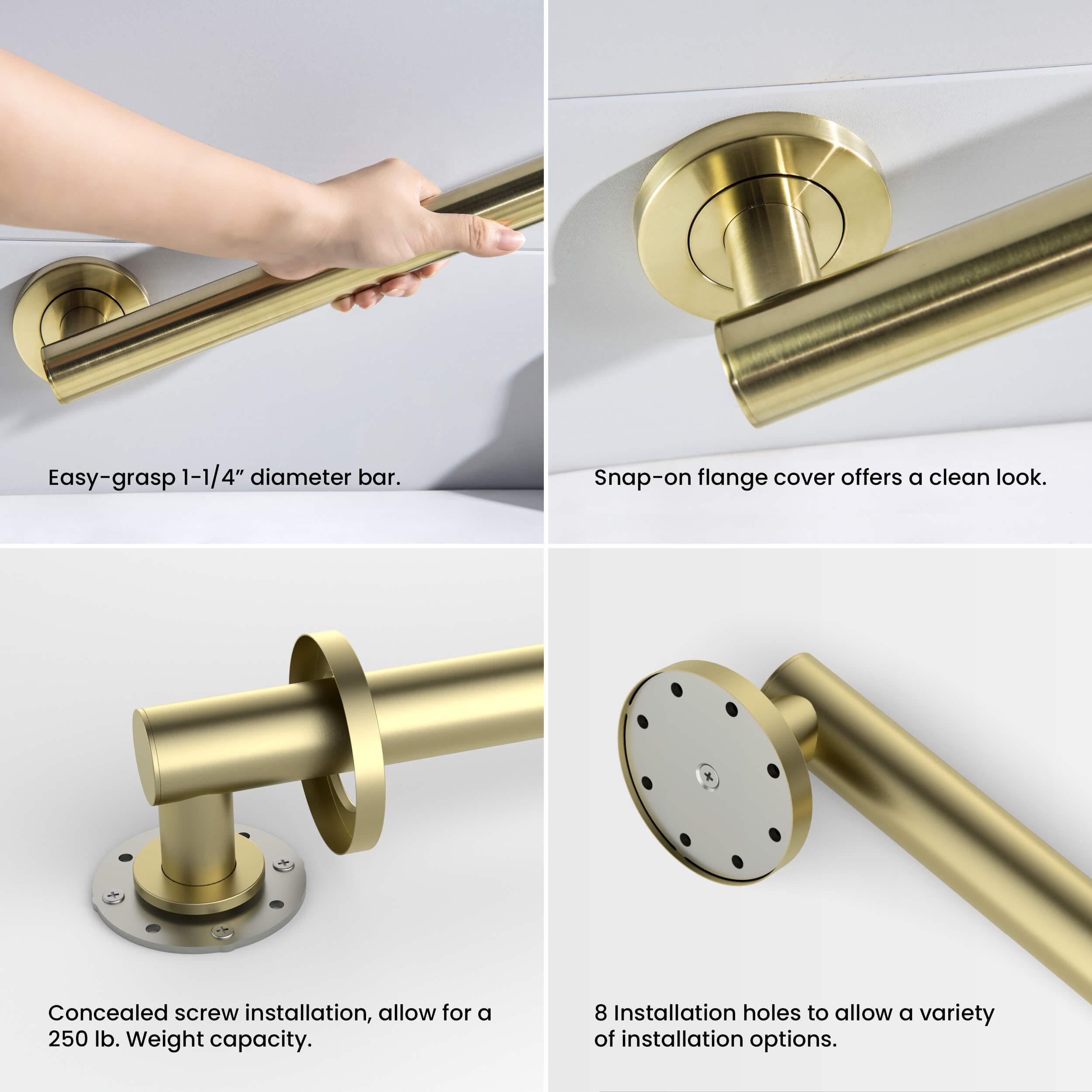 12" Stainless Steel Bathroom Safety Grab Bar - Contemporary - Grab Bars ...