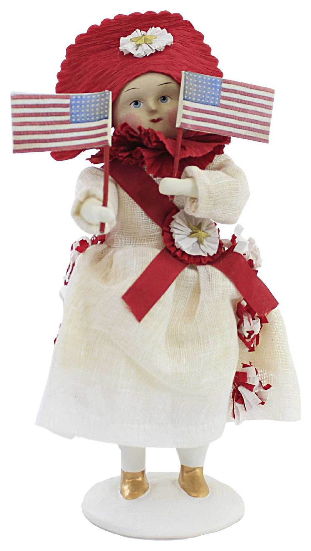 Dee Foust-Harvey Polly's Parade Patriotic Flag July Fourth, 9 In H X 3. ...