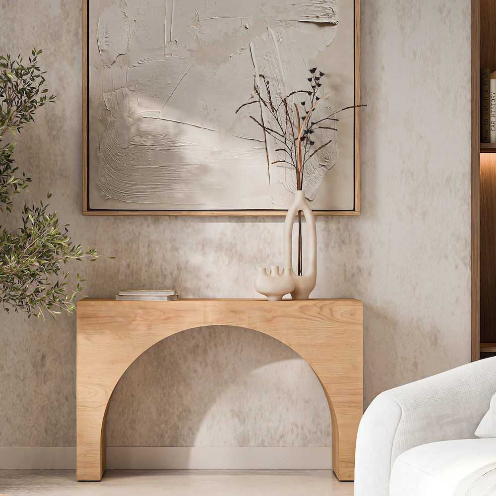 Archimedes 48 Arched Wood Modern Rustic Sofa Console Table - Modern ...