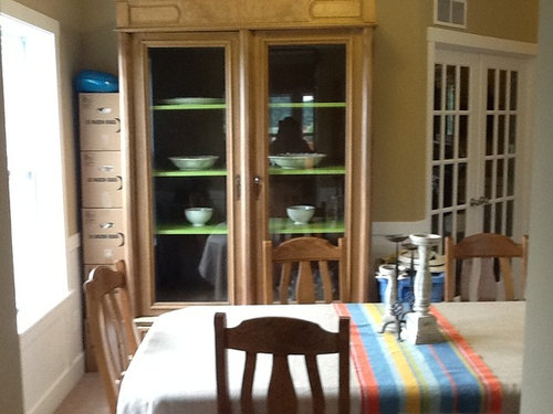 Table off-center from window