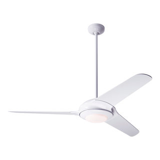 Flow 20W LED Fan, Gloss White, 52" Bamboo Blades, 52" Blades ...