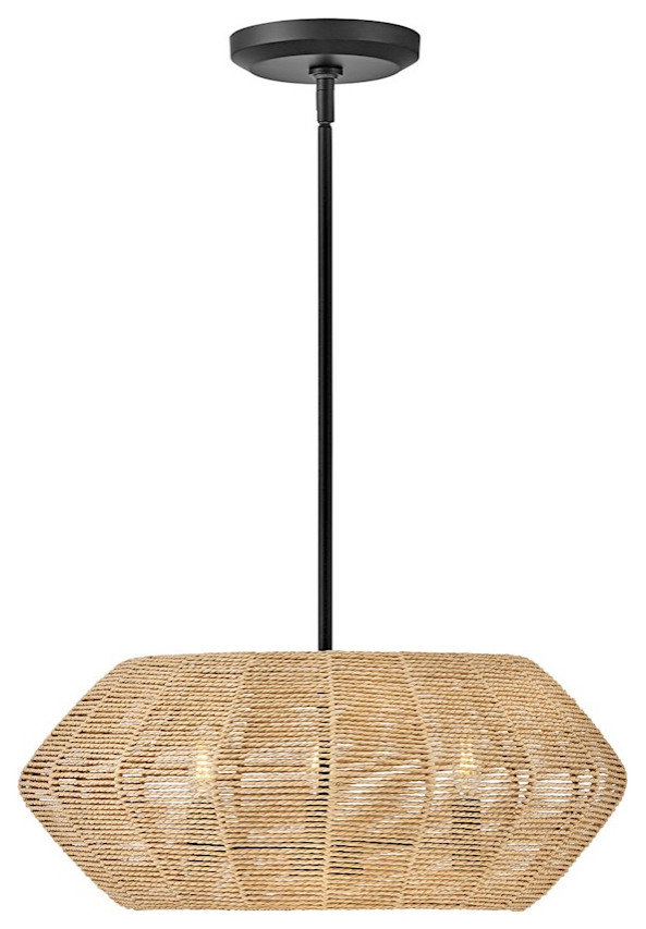 Hinkley Lighting Luca 3 Light SM Conv Drum Chandelier, BK/Camel ...