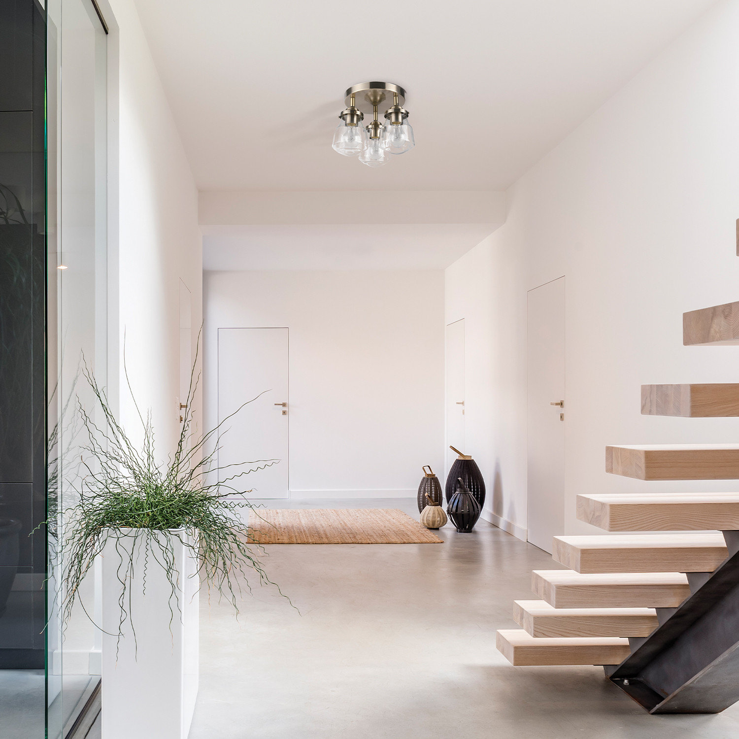 3-Light Antique Brass Track Lighting Canopy Light with Clear Glass ...