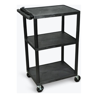 42"H Utility Cart - Three Shelves, Electric, Black - Utility Carts - by ...