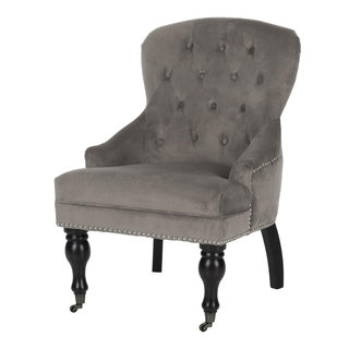 Linen Club Chair with Diamond Tufted Back and Cozy Seat - Traditional ...