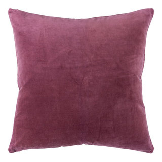 22" Raspberry Cotton Velvet Throw Pillow - Contemporary - Decorative ...