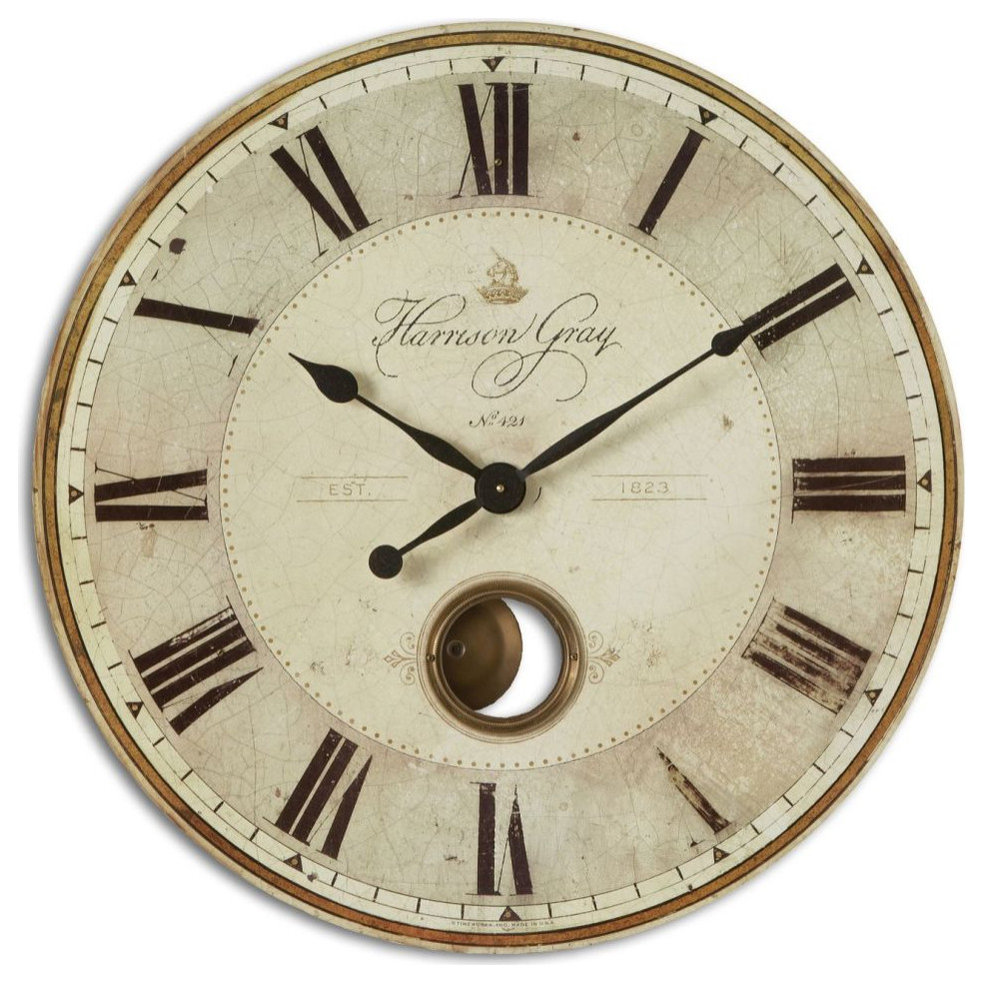 Uttermost Harrison 30" Clock, Gray - Farmhouse - Wall Clocks - by ...