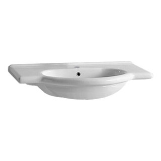 Wall Mount/Semi Recessed Vanity Bath Basin, Integrated Oval Basin ...
