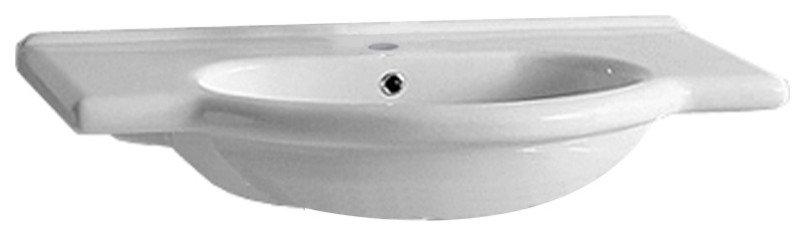 Wall Mount/Semi Recessed Vanity Bath Basin, Integrated Oval Basin ...