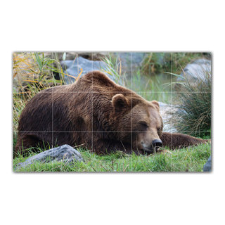 Bear Ceramic Tile Wall Mural HZ500124, 60" Wide x 36" High - Rustic ...