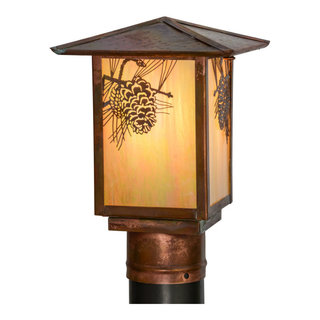 7Sq Seneca Winter Pine Post Mount - Rustic - Post Lights - by Meyda ...