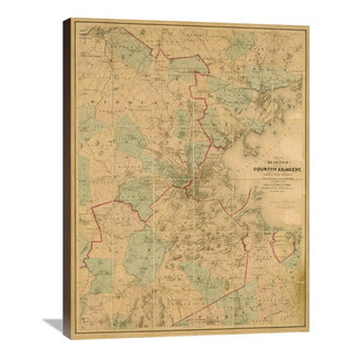 "Map of Boston, 1860" Stretched Canvas Giclee by H. F. Walling, 12"x16 ...
