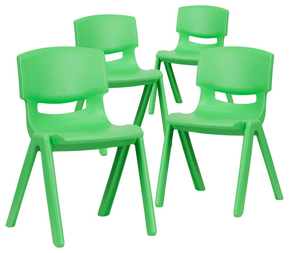 Flash 4 Pack Green Stack Chair, 13.25'' Seat - Contemporary - Kids ...