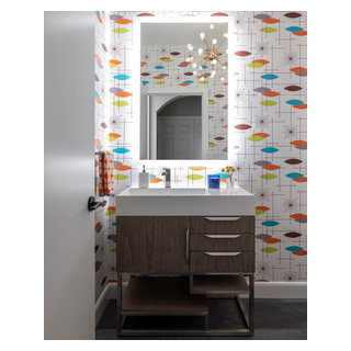 Vibrant Mid-Century Modern - Midcentury - Powder Room - Detroit - by ...