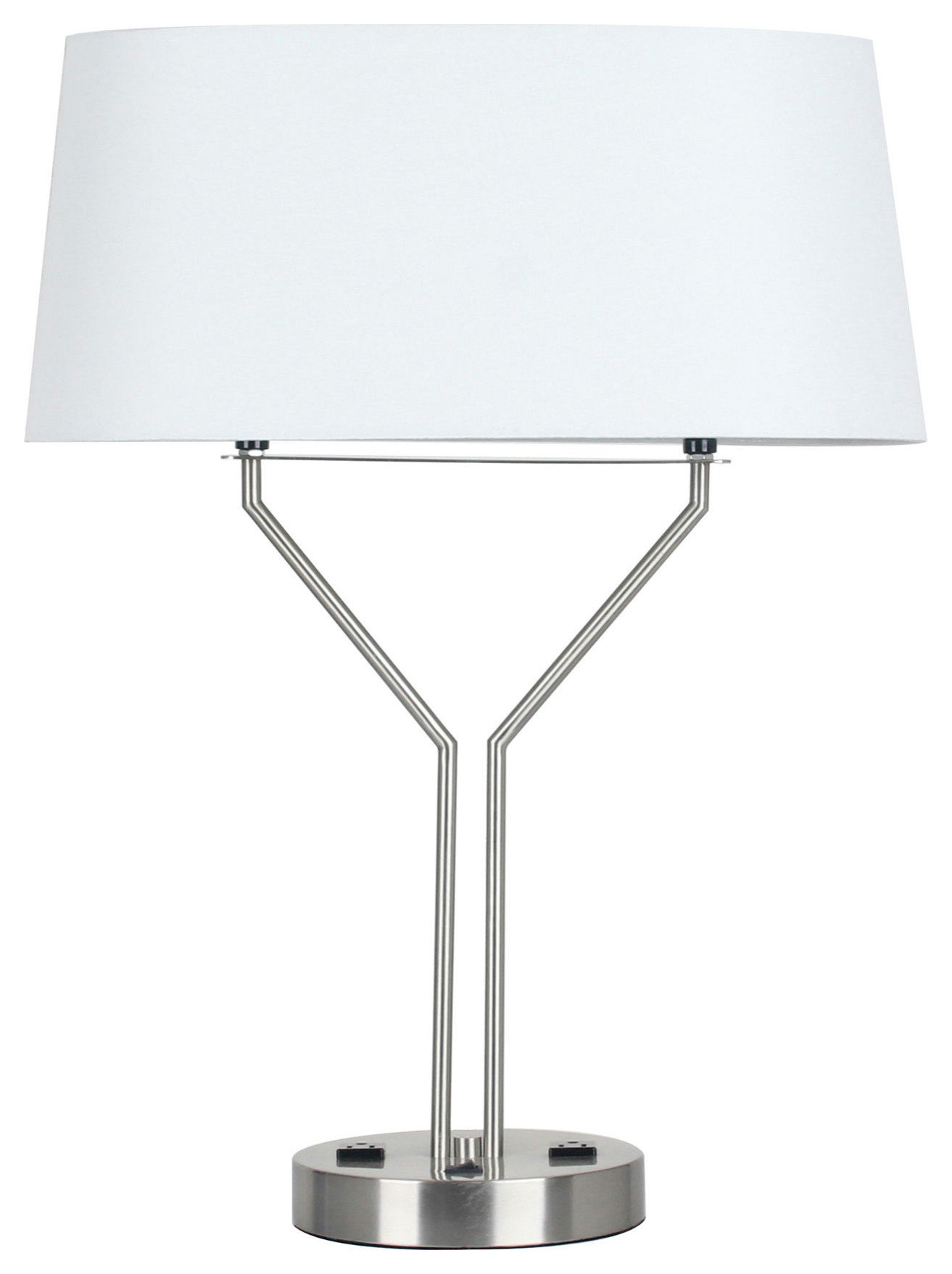 Metal 26.75" Table Lamp W/usb, Outlet, Silver - Transitional - Table ...