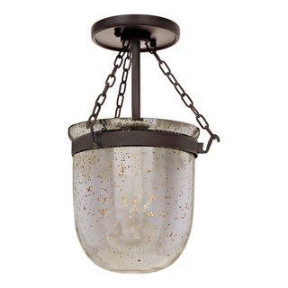 Jaylin 1-Light Mercury Bell Jar Ceiling Mount, Oil rubbed bronze ...