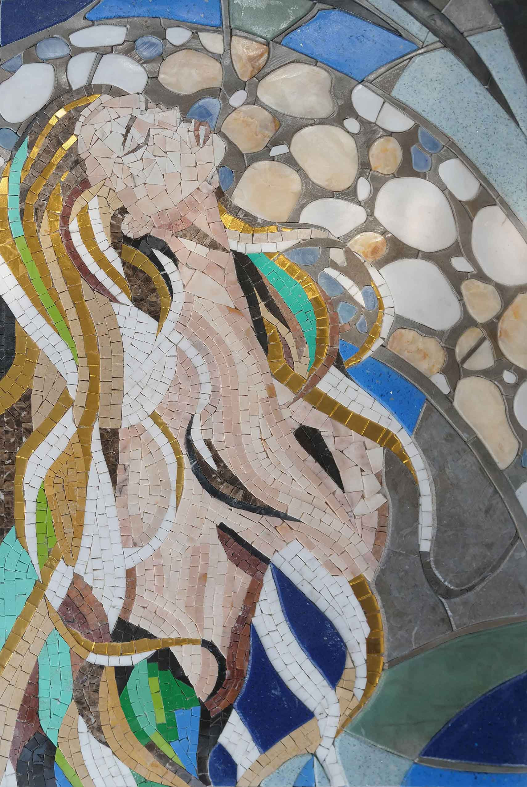 Mermaid Mosaic - Blonde Mermaid, 35" x 53" - Contemporary - Tile Murals ...