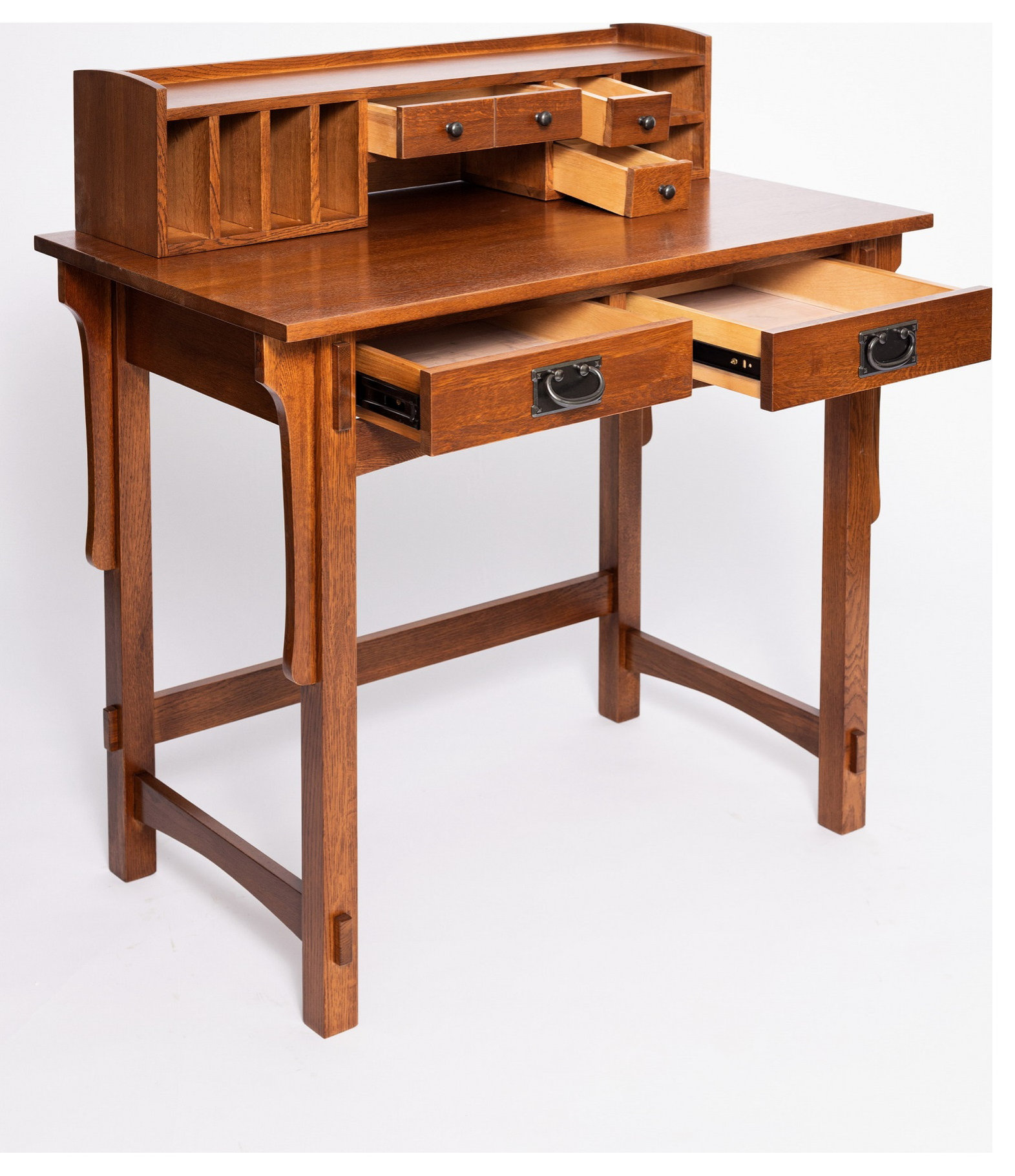 Mission Quarter Sawn Oak Desk With 2 Drawers and Storage - Craftsman ...