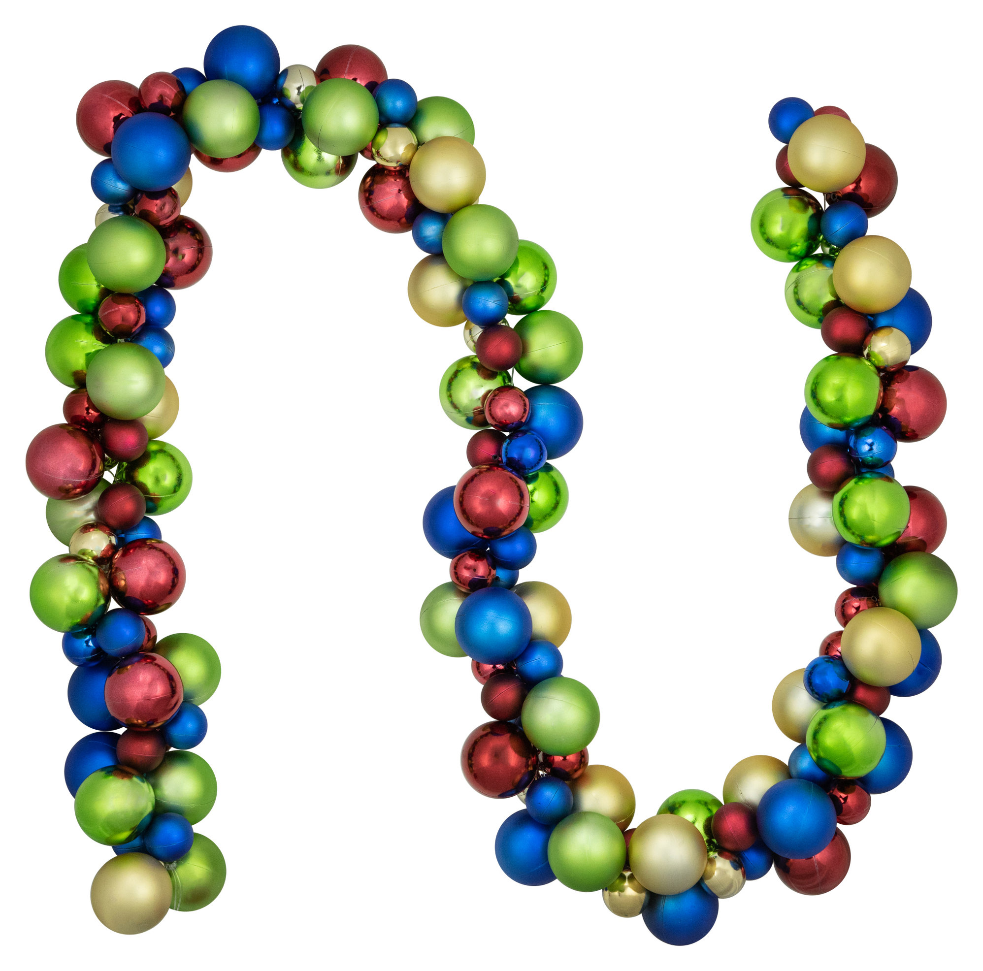 6' Multi-Color 2-Finish Shatterproof Ball Christmas Garland - Modern ...