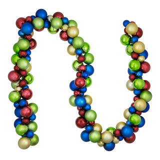6' Multi-Color 2-Finish Shatterproof Ball Christmas Garland - Modern ...
