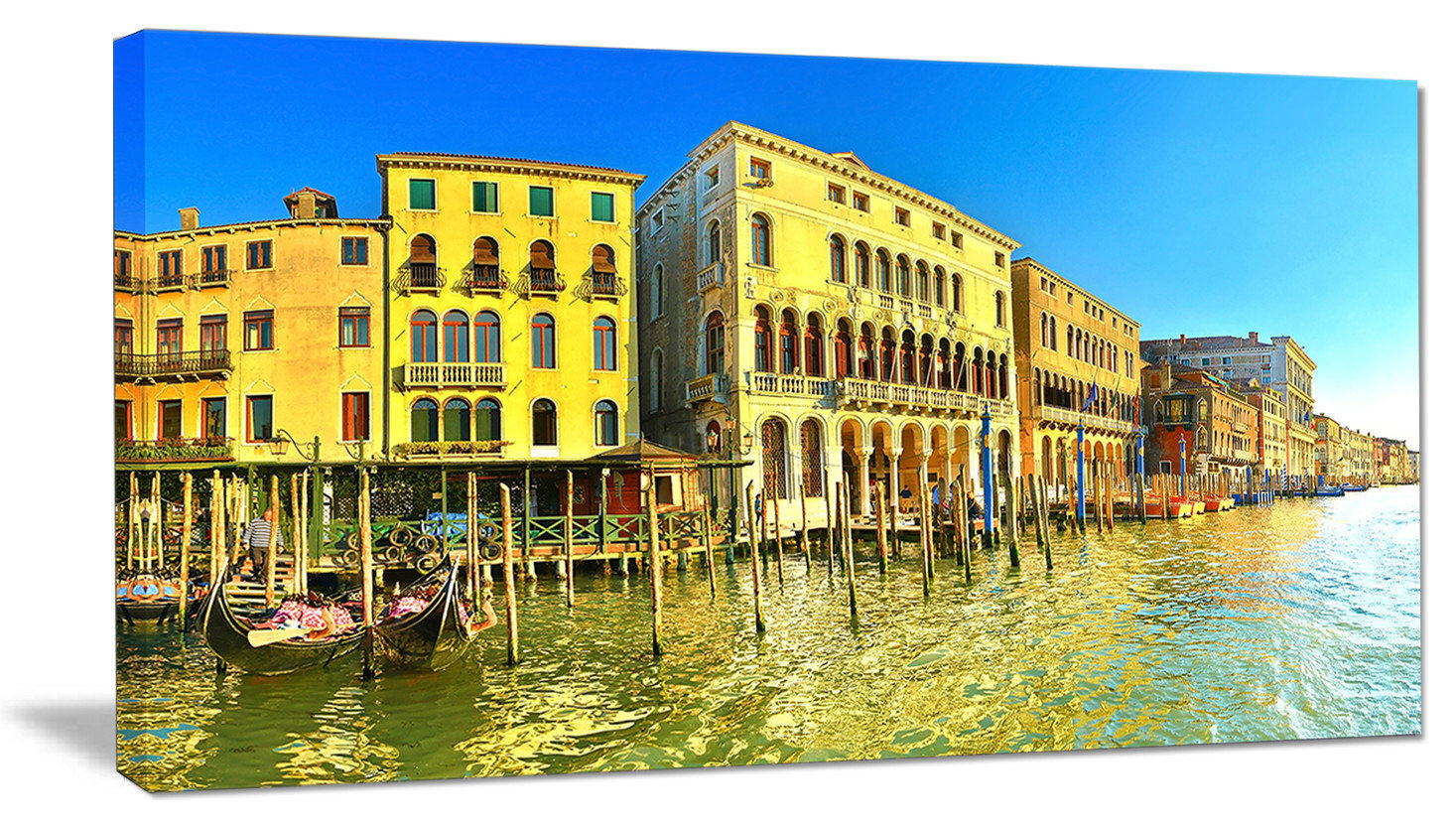 "Yellow Tinged Grand Canal Venice" Cityscape Artwork Canvas, 40"x20 ...