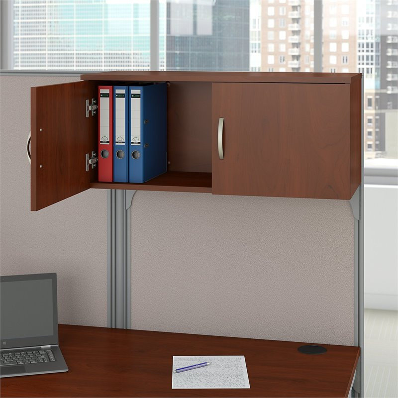 Office in an Hour 2 Person L Cubicle Desk Set in Mocha Cherry ...