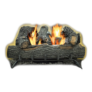 Comfort Glow Vent Free Gas Log Insert, 6 Pcs 18" Dual Fuel, Thermostat ...