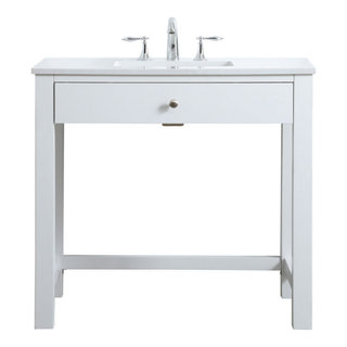 36" ADA Compliant Bathroom Vanity, White - Transitional - Bathroom ...