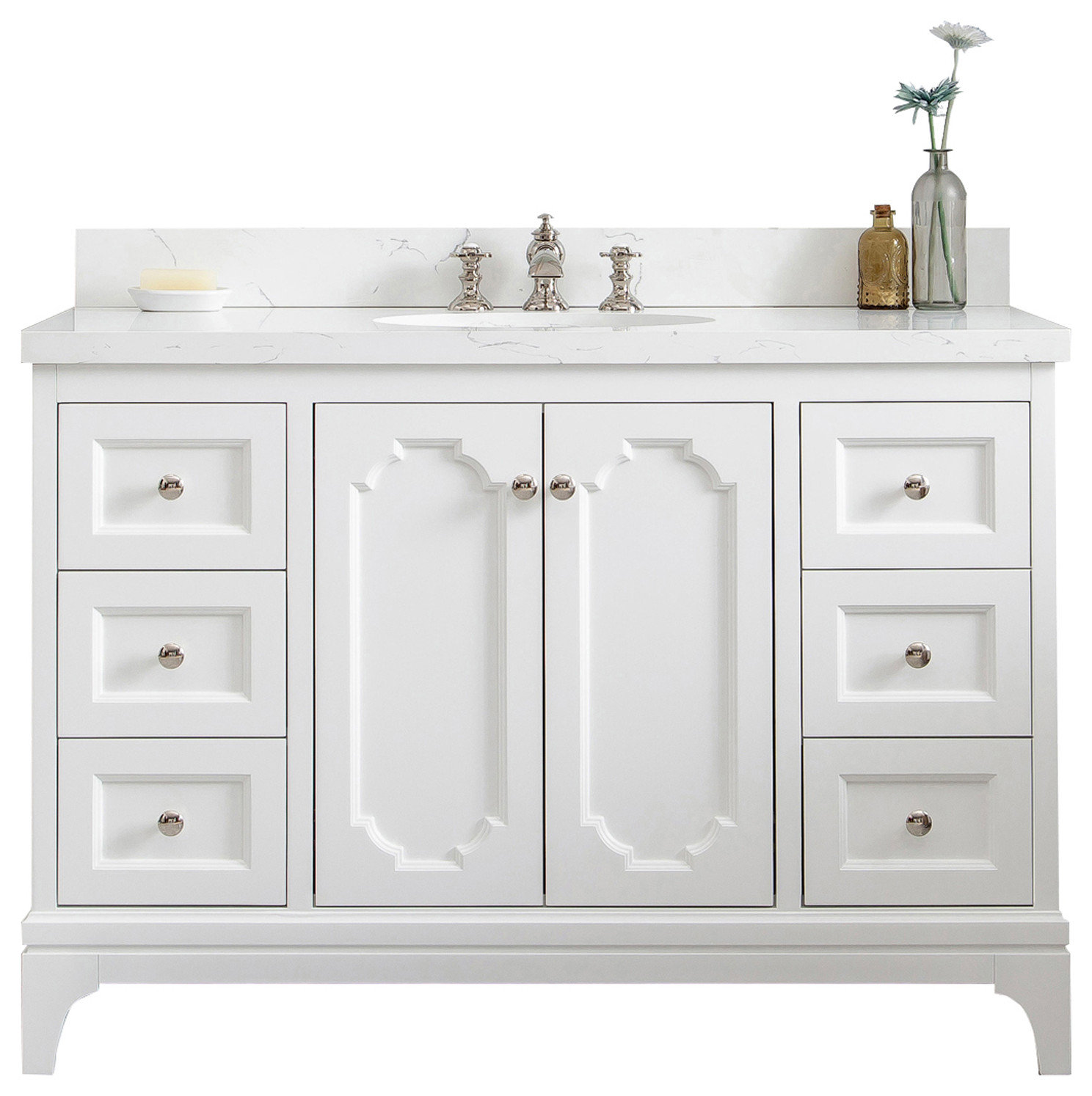 Queen 48" Single Sink Quartz Carrara Vanity - Transitional - Bathroom ...