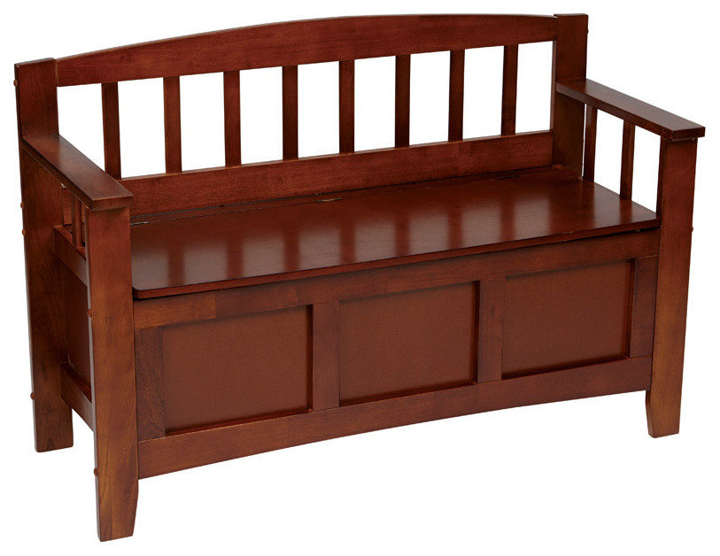 Metro Entry Way Bench in Engineered Wood with Walnut Brown finish ...