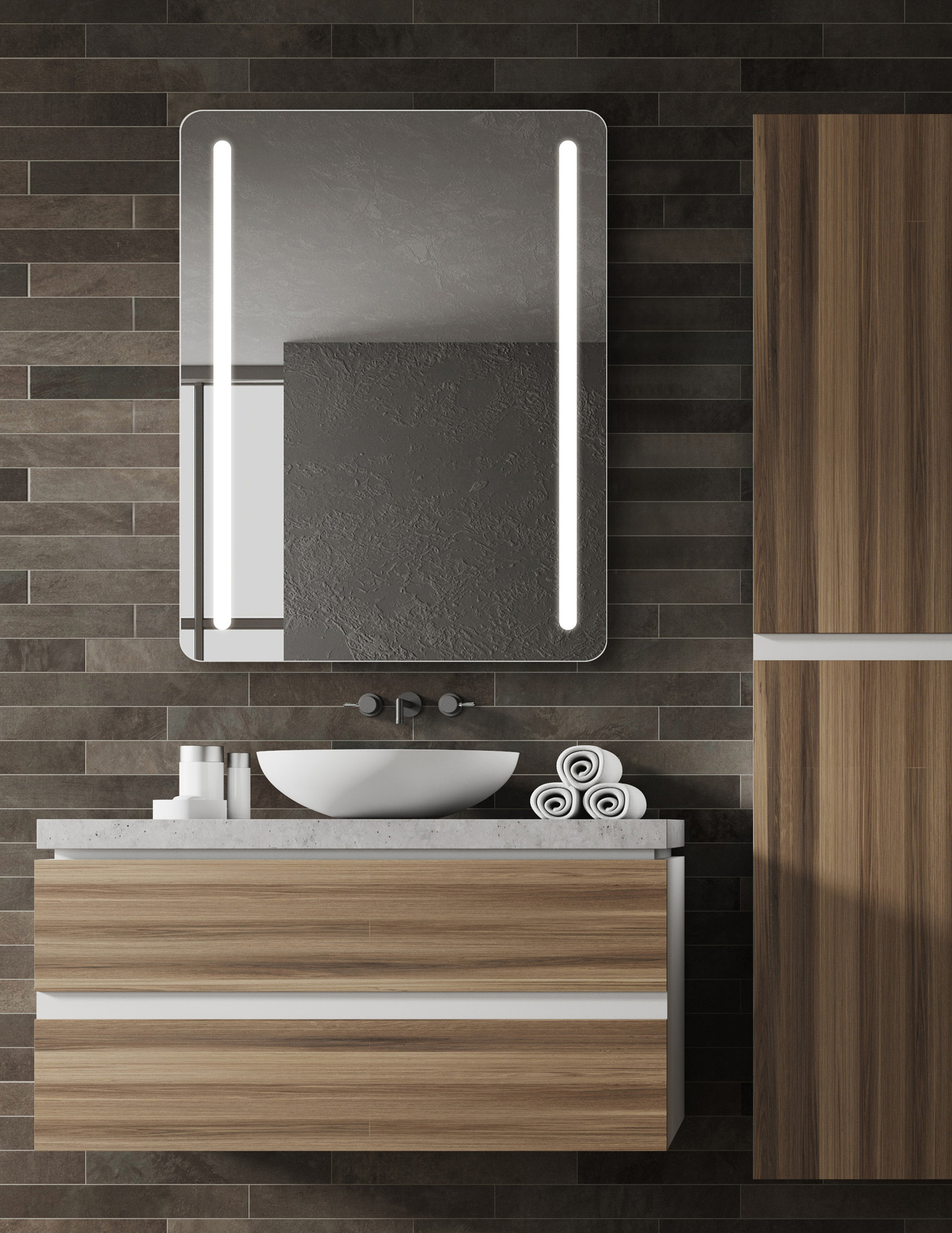 Bela Lighted Mirror, Forward-Phase Dimming Technology, LED, Clear ...