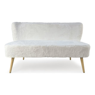 White Faux Fur Bench - Midcentury - Upholstered Benches - by Zentique ...