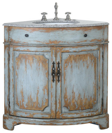 24" Triadsville Distressed Gray Corner Bath Sink Vanity - Farmhouse ...