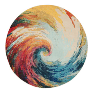 Nourison Celestial CES07 Area Rug, Wave, 7'10" x Round - Contemporary ...