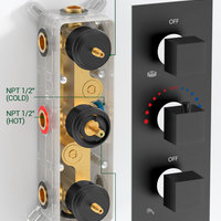 Triple Shower Head 12" Thermostatic Shower System With Handheld Shower ...