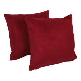 18" Solid Faux Suede Square Throw Pillows, Set of 2, Cardinal Red ...