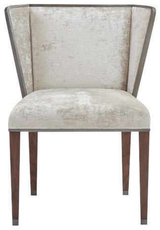 Luxe Textured Silver Velvet Contemporary Chair, Wing Side Desk Accent ...