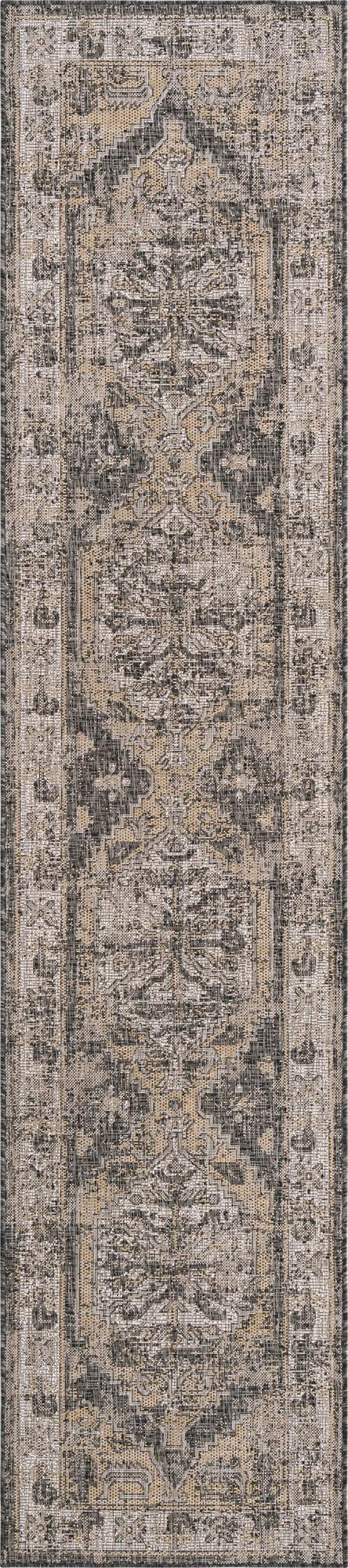 Rug Unique Loom Outdoor Traditional Charcoal Runner 2' 7 x 12' 0 ...