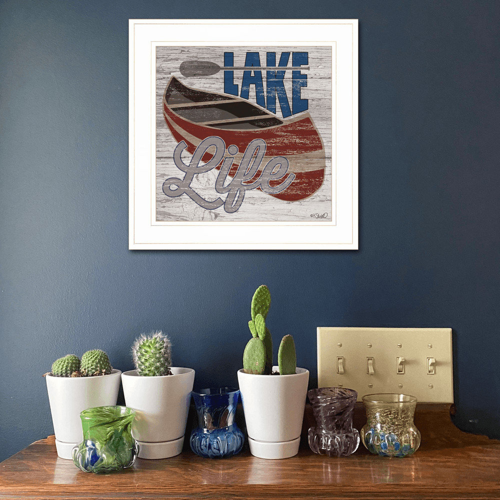 Lake Life Canoe 2 White Framed Print Wall Art - Rustic - Prints And ...