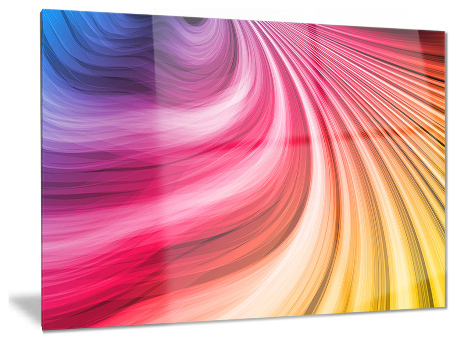 "Abstract Colorful Waves" Contemporary Glossy Metal Wall Art, 40"x30 ...